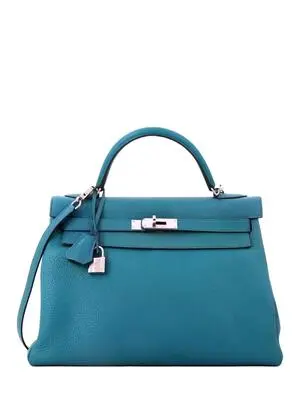 Hermès Kelly Handbag Blue Togo With Palladium Hardware 32 Satchel Blue