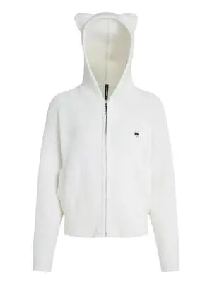 Karl Lagerfeld Ikon Choupette Fluffy Zip-up Hoodie - White