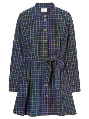 Claudie Pierlot Checked Cotton Shirt Dress - Blue