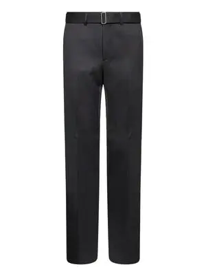 LARDINI Belted Pressed-crease Trousers - Grey
