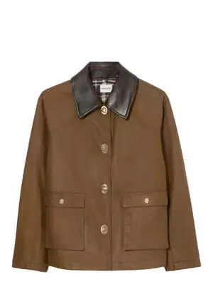 Claudie Pierlot Waxed Parka With Leather Collar - Brown