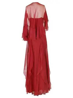 Alberta Ferretti Maxi Ruffled Silk-chiffon Dress - Red
