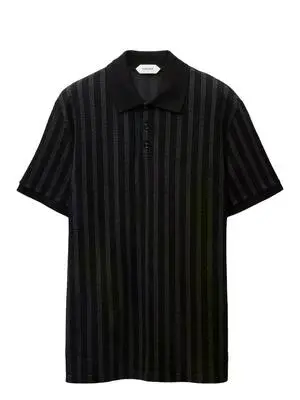 Versace Jacquard Cotton Piqué Polo - Black