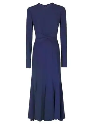 Alberta Ferretti Midi Ruched-waist Long-sleeve Dress - Blue