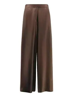 CO.GO Wide-leg Silk Palazzo Pants - Brown