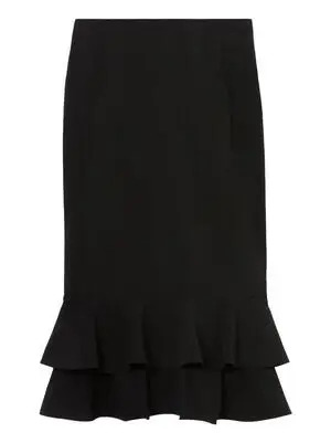 Claudie Pierlot Flared Ruffled Midi Skirt - Black