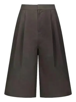 AMOMENTO Two-tuck Wide-leg Shorts - Brown