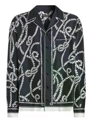 Dolce & Gabbana Marina-print Silk Twill Shirt Blue