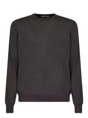 D4.0 Virgin Wool Plain-stitch Crew-neck Sweater - Brown
