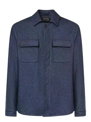 Eleventy Button-up Chest-pocket Jacket - Blue