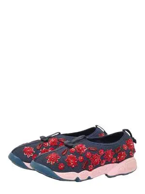 Dior Fusion Embellished Floral Sequin Sneakers - Blue