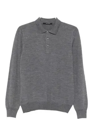 Tagliatore Palmer Long-sleeve Knitted Polo Shirt - Grey