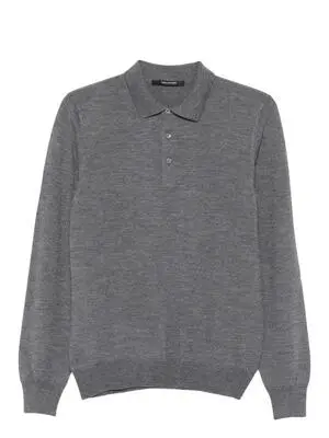 Tagliatore Palmer Long-sleeve Knitted Polo Shirt Grey
