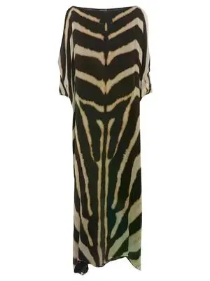 Roberto Cavalli Maxi Animal-print Silk Maxi Dress - Brown