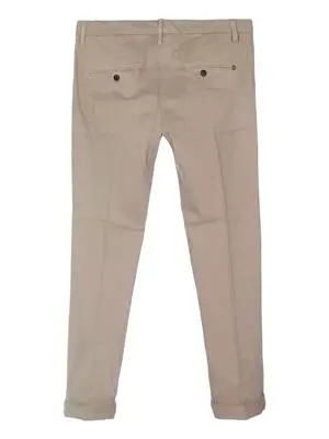 DONDUP DONDUP Pressed Crease Turn-Up Tapered Trousers Neutrals