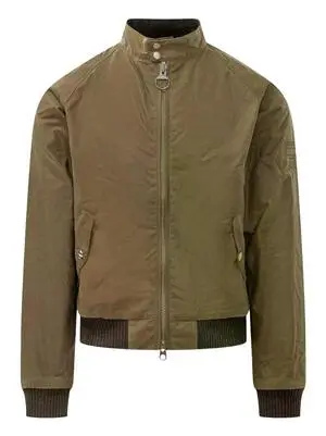 BARBOUR INTERNATIONAL Merchant Waxed-cotton Bomber Jacket - Neutrals