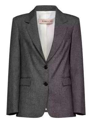 BLANCA VITA Single-breasted Blazer With Notched Lapel - Grey
