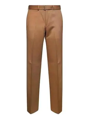 LARDINI Belted Pressed-crease Tailored Trousers - Brown