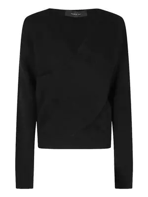 Federica Tosi Wrap-style V-neck Sweater - Black