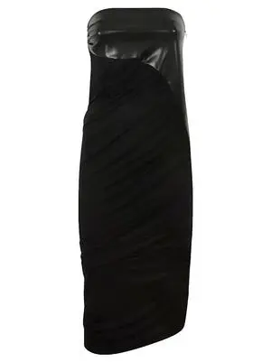 Andamane Strapless Panelled Dress - Black