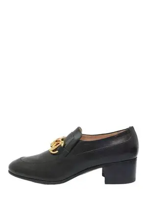 GUCCI Gucci Leather Chain Heeled Loafers