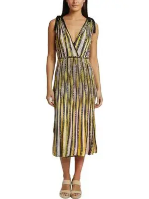 Missoni Striped Wrap-effect Midi Dress - Yellow