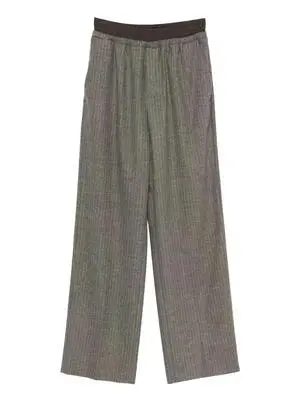 ROSSI Pinstripe Pattern Logo-waistband Track Pants - Grey