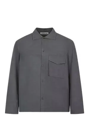 You Must Create Chest-pocket Button-up Shirt - Grey