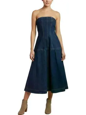 Magda Butrym Strapless Flared Midi Dress - Blue