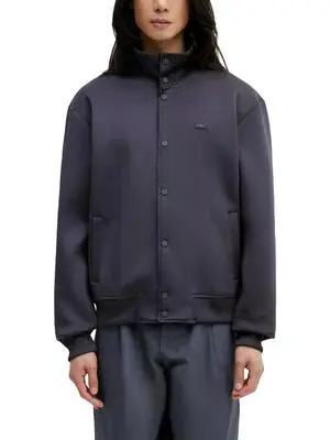 Lacoste High-neck Logo Patch Bomber Jacket - Grey