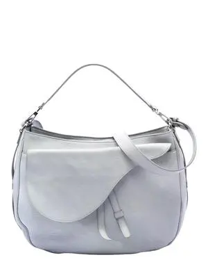 Dior 2021 Grained Calfskin Saddle Soft Bag Satchel - Grey