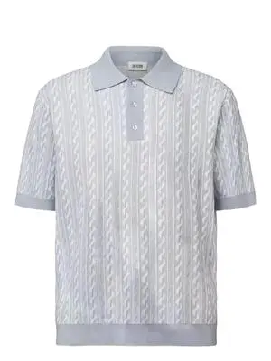 DRYKORN Tamian Cable-knit Polo Shirt - Blue