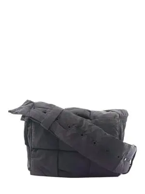 Bottega Veneta 2012-2026 Small Nylon Intrecciato Padded Tech Cassette Crossbody Bag - Black