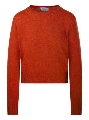 BEYOU Ribbed-trim Crew Neck Sweater - Orange