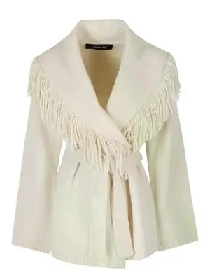 Federica Tosi Fringe-trim Belted Cardigan - Neutrals