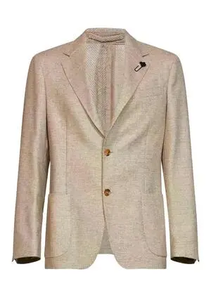 LARDINI Notched-lapel Single-breasted Blazer - Neutrals