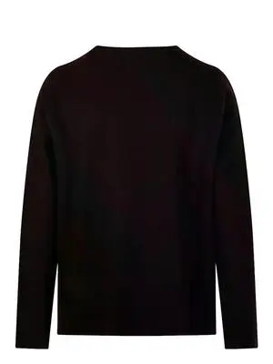 BEYOU Crew Neck Ribbed Trim Sweater - Brown