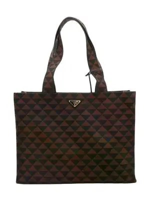 Prada Prada Canvas Triangolo Symbol Shopping Tote Bag Brown