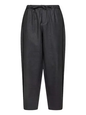 ROSE BURRITO Drawstring Waist Melange-effect Trousers - Grey