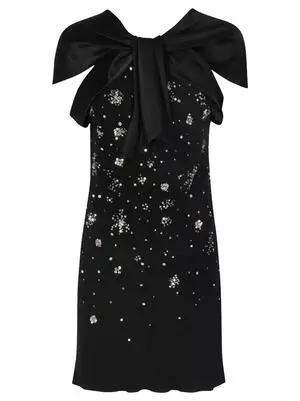 Alberta Ferretti Mini Sequin-embellished Bow-detail Dress - Black