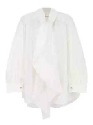 LAMRONS Pussy-bow Puff-sleeve Shirt - White