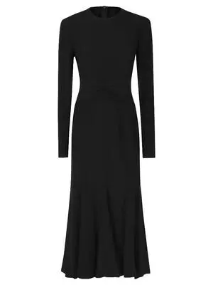 Alberta Ferretti Ruched-waist Long-sleeve Maxi Dress - Black