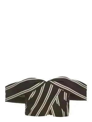 ALICE + OLIVIA Alice + Olivia Striped Off-Shoulder Cropped Top