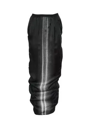 Rick Owens Gradient Effect Ruched Maxi Skirt - Black