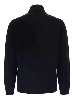 KANGRA Long-sleeved Fine Knit Roll Neck Sweater - Black
