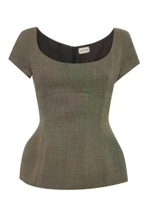 MAGDA BUTRYM Magda Butrym Brown Textured Flared Bustier Top