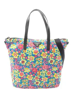 Prada 2013-2026 Tessuto Stampato Satchel - Blue