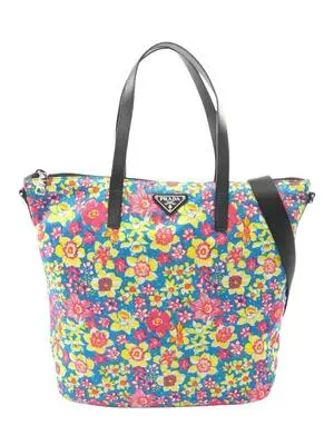 Prada Tessuto Printed Satchel - Blue