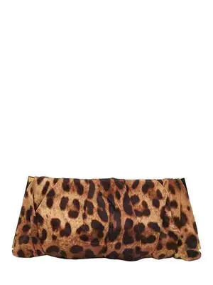 DOLCE & GABBANA Dolce & Gabbana Pleated Leopard-Print Clutch Bag