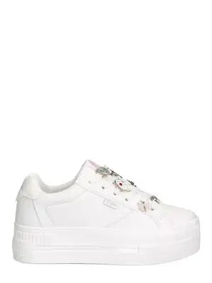 BUFFALO Charm-embellished Platform Sneakers - White